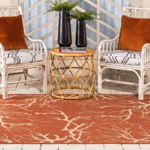 Unique Loom Outdoor Botanical Collection Area Rug - Branch (9' x 12' 2" Rectangle, Terracotta/ Beige)