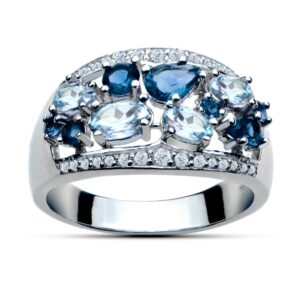 ice gems sterling silver 2.5ct tgw london blue topaz and blue and white topaz tonal band ring