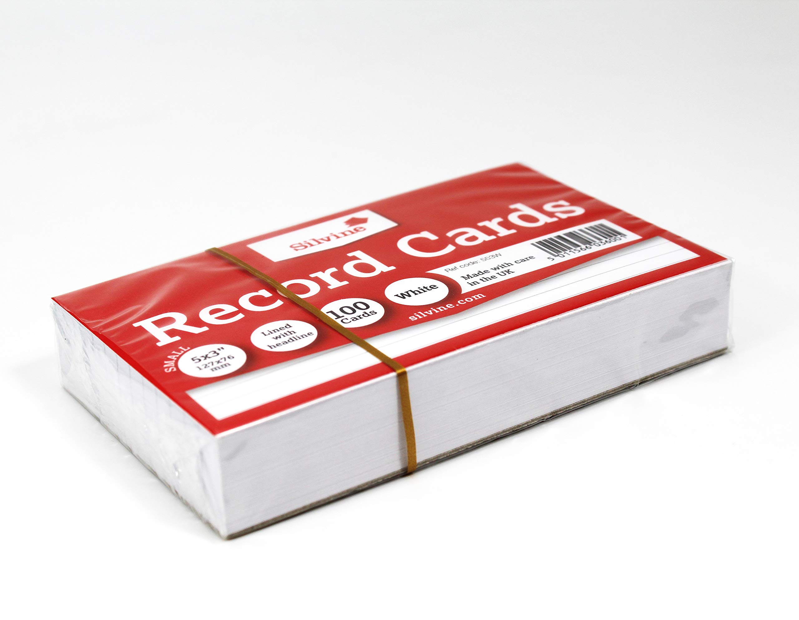 Silvine 5x3 Record Cards - Lined with headline, 100 cards per pack. Ref 553W (127 x 76mm)