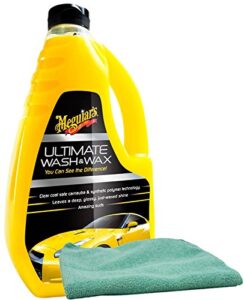 meguiars ultimate wash & wax (48 oz) bundle with microfiber cloth (2 items)