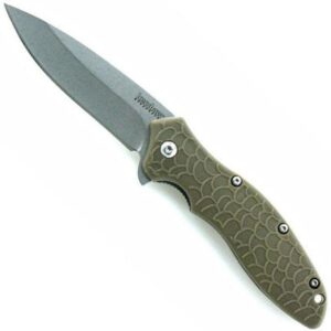 kershaw oso sweet folding pocket knife stonewash plain blade, olive drab - 1830odsw