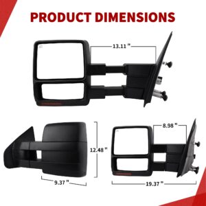 YITAMOTOR Towing Mirrors Compatible with Ford F150 Power Heated with LED Signal and Puddle Light Tow Mirrors (Pair set), Replacement for 2007-2014 Ford F150 Series Pickup