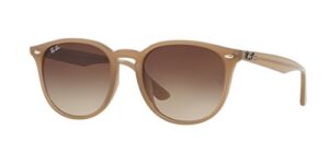 ray-ban rb4259f low bridge fit round sunglasses, opal beige/brown gradient, 53 mm