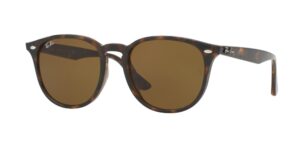 ray-ban rb4259f low bridge fit round sunglasses, light havana/dark brown, 53 mm