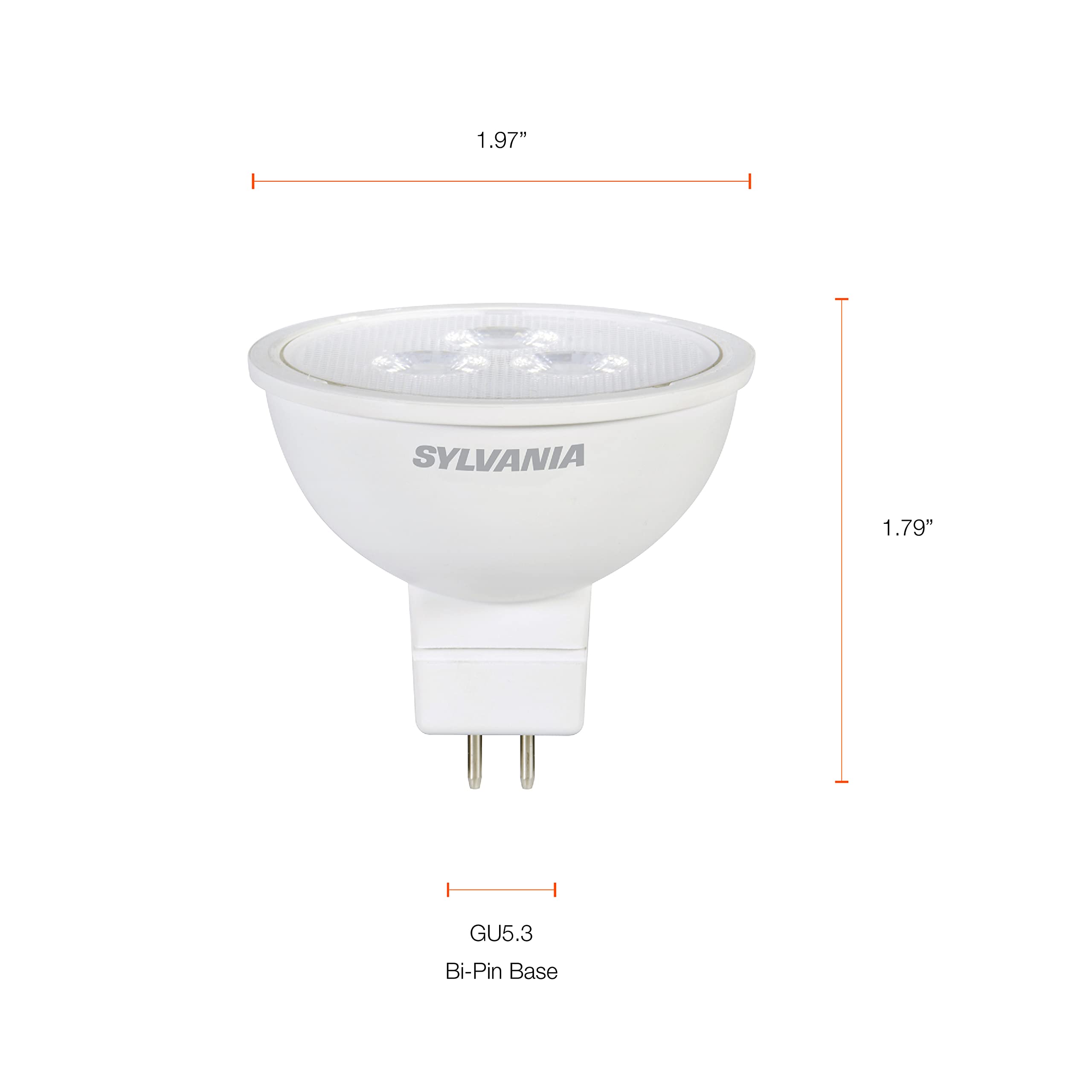 SYLVANIA MR16 LED Flood and Spot Light Bulb, 5W, 35W Equivalent, Non-Dimmable, 350 Lumens, 3000K, White - 3 Pack (79129)