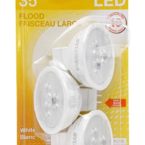 SYLVANIA MR16 LED Flood and Spot Light Bulb, 5W, 35W Equivalent, Non-Dimmable, 350 Lumens, 3000K, White - 3 Pack (79129)