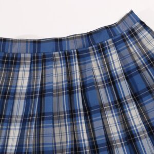 Women`s plaid short A line Skirts costumes (3XL, Blue mixed white black)