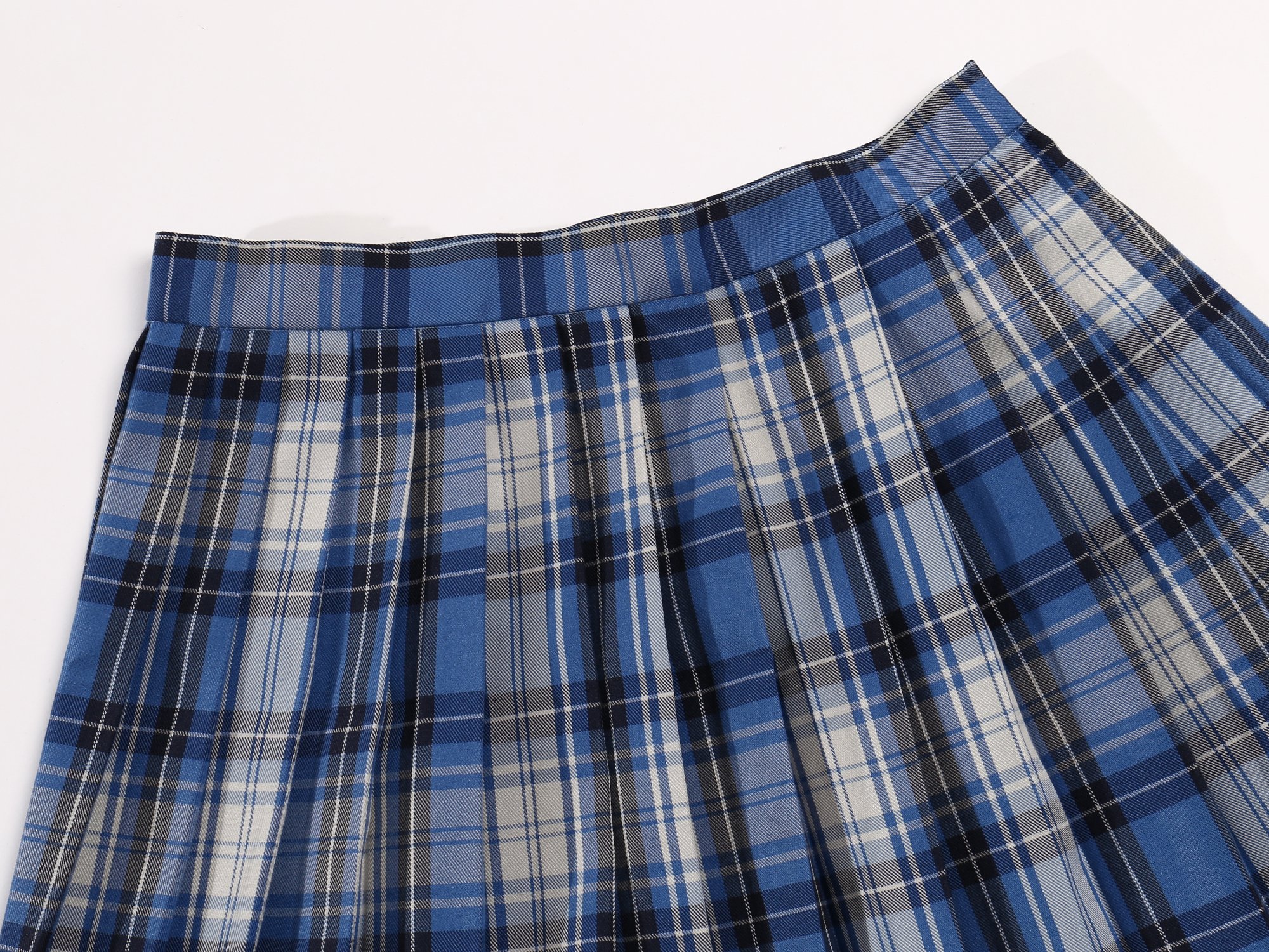 Women`s plaid short A line Skirts costumes (3XL, Blue mixed white black)