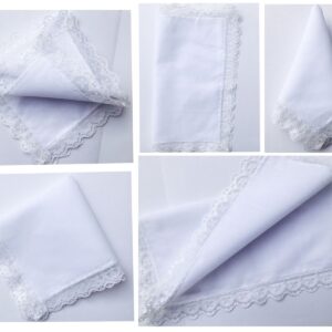 Lace Cotton White Handkerchiefs Perfect Wedding Bulk