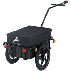 aosom bicycle cargo trailer with removable box and waterproof cover, bike wagon trailer with two 16in wheels