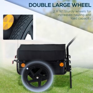 Aosom Bicycle Cargo Trailer with Removable Box and Waterproof Cover, Bike Wagon Trailer with Two 16in Wheels