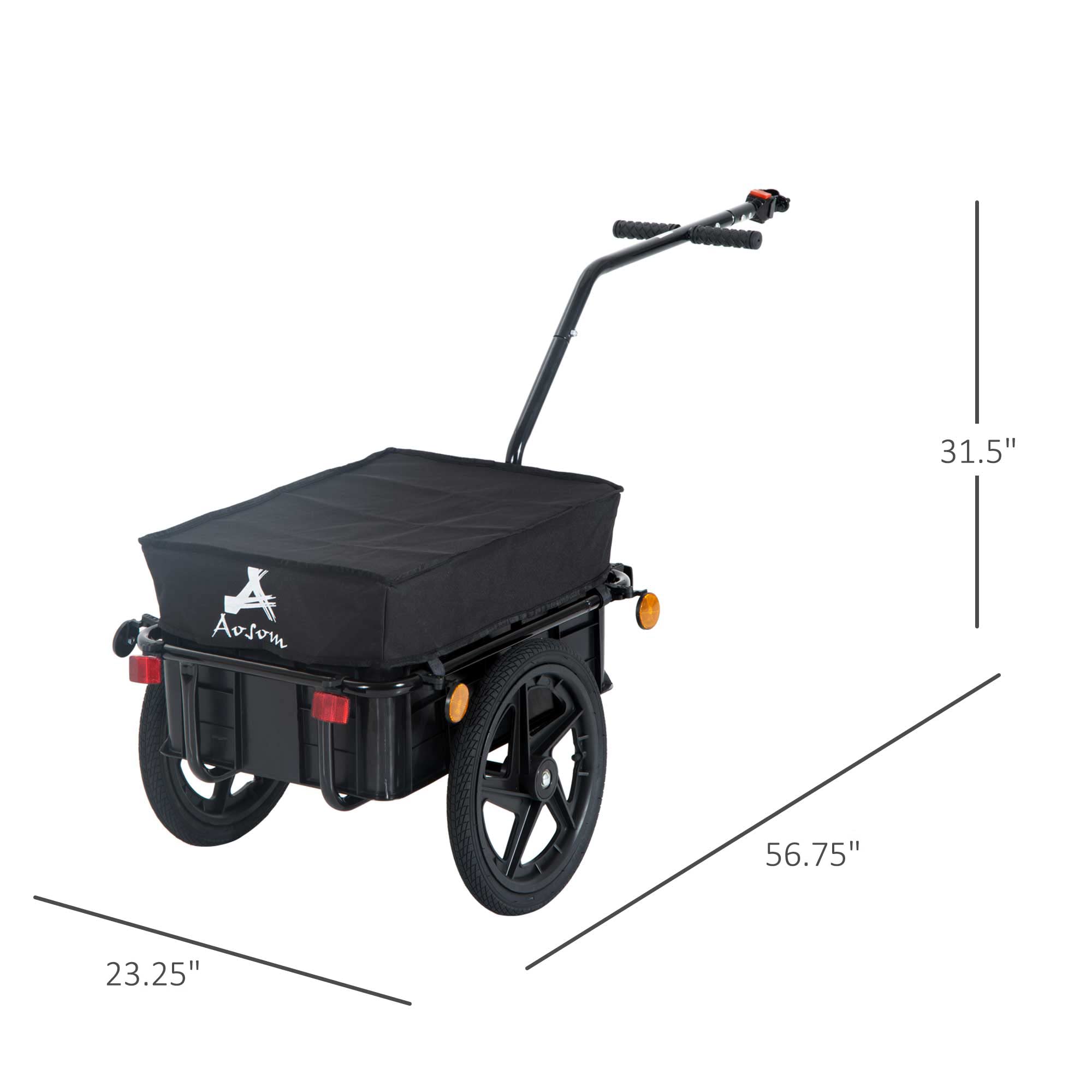 Aosom Bicycle Cargo Trailer with Removable Box and Waterproof Cover, Bike Wagon Trailer with Two 16in Wheels