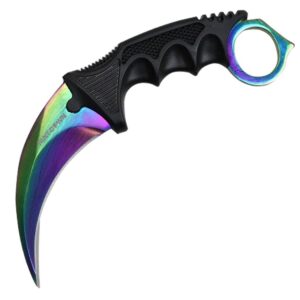 7.5" hunt-down karambit multi color blade hunting knife with sheath and clip