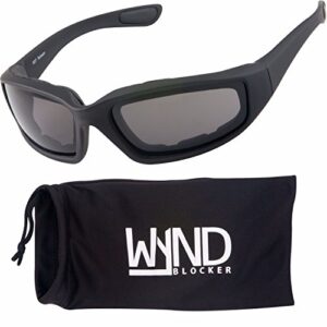 wynd blocker polarized motorcycle & fishing floating sports wrap sunglasses (black/pz smoke lens)