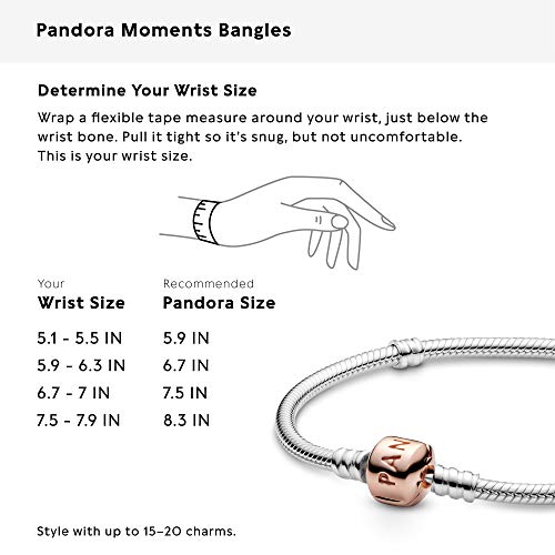 Pandora Jewelry Moments Snake Chain Charm Rose Bracelet, 7.1"