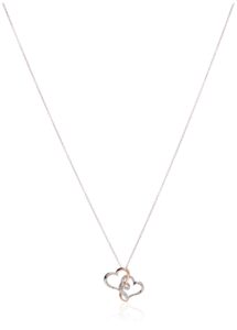 amazon essentials sterling silver two tone double heart pendant necklace made with crystal (18") (previously amazon collection)