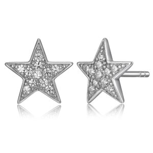 morgan & paige 925 sterling silver cubic zirconia pave star stud earrings