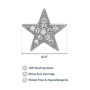 MORGAN & PAIGE 925 Sterling Silver Cubic Zirconia Pave Star Stud Earrings