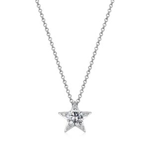 morgan & paige 925 sterling silver cubic zirconia pave star pendant necklace 18"