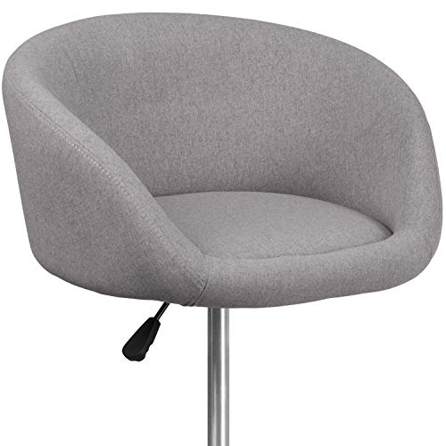 Flash Furniture Luis Contemporary Gray Fabric Adjustable Height Barstool with Barrel Back and Chrome Base