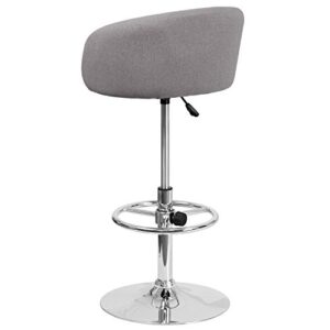 Flash Furniture Luis Contemporary Gray Fabric Adjustable Height Barstool with Barrel Back and Chrome Base