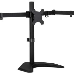 Mount-It! Triple Monitor Stand | 3 Monitor Stand Fits 19 20 21 22 23 24 Inch Computer Screens | Free Standing Base | Three Heavy Duty Full Motion Adjustable Arms | VESA Compatible