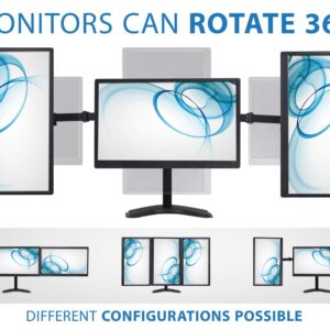 Mount-It! Triple Monitor Stand | 3 Monitor Stand Fits 19 20 21 22 23 24 Inch Computer Screens | Free Standing Base | Three Heavy Duty Full Motion Adjustable Arms | VESA Compatible