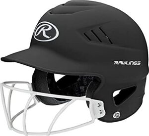 rawlings | coolflo highlighter batting helmet | face guard included | one size fits most 6 1/2"-7 1/2" | matte black