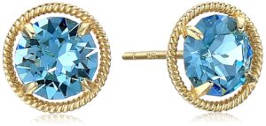 amazon essentials 10k gold made with infinite elements imported crystal birthstone march stud earrings (previously amazon collection)