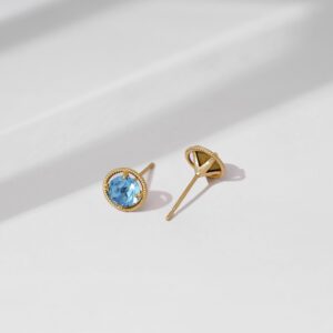 Amazon Essentials 10k Gold Made with Infinite Elements Imported Crystal Birthstone March Stud Earrings (previously Amazon Collection)