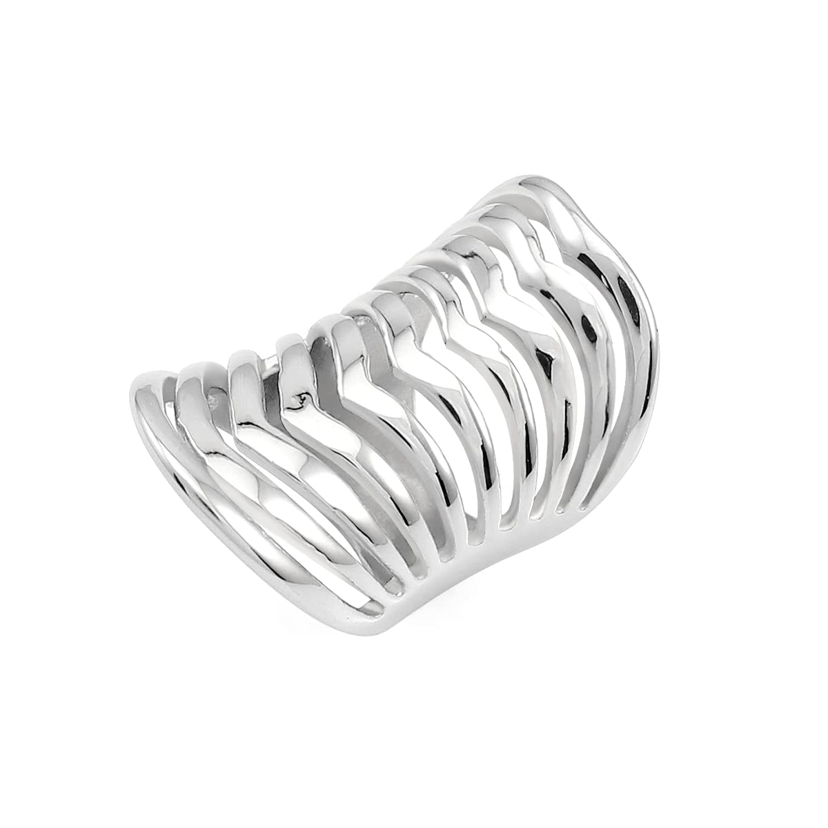 COUYA Polished Stainless Steel Split Style Ring Multilayer Stacked Knuckle Finger Rings Band (7)