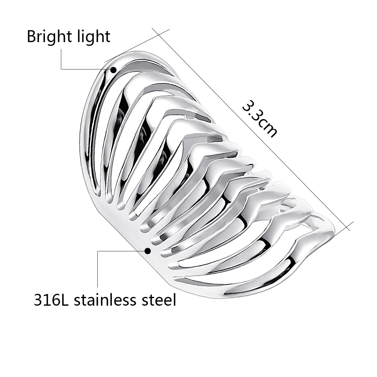 COUYA Polished Stainless Steel Split Style Ring Multilayer Stacked Knuckle Finger Rings Band (7)