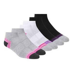 skechers womens 6 pack quarter crew socks, medium grey, 11-sep us