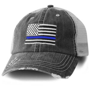 honor country blue line american flag hat/cap