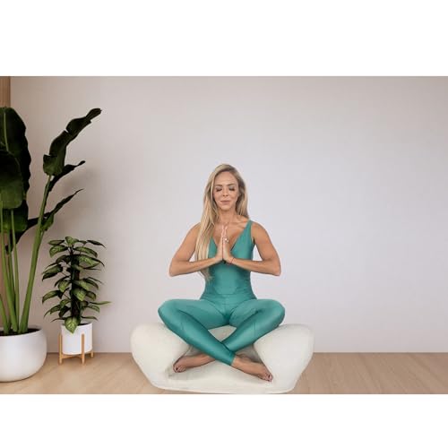 Alexia Meditation Seat - Ergonomically Correct for The Human Physiology Zen Yoga Ergonomic Chair Foam Cushion Home or Office (Vegan Leather, Light Gray)