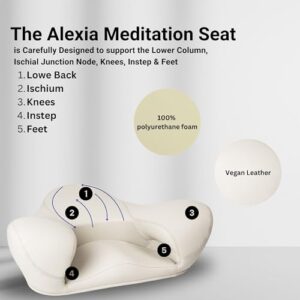 Alexia Meditation Seat - Ergonomically Correct for The Human Physiology Zen Yoga Ergonomic Chair Foam Cushion Home or Office (Vegan Leather, Light Gray)