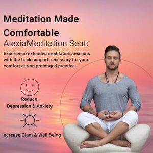 Alexia Meditation Seat - Ergonomically Correct for The Human Physiology Zen Yoga Ergonomic Chair Foam Cushion Home or Office (Vegan Leather, Light Gray)