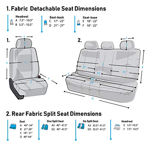 FH Group Car Seat Covers Full Set Gray Premium Cloth - Universal Fit, Automotive Low Back Front Seat Covers, Airbag Compatible, Split Bench Rear Seat, Washable, for SUV, Sedan