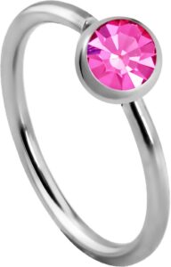 forbidden body jewelry 20g surgical steel 8mm pink cz crystal hoop nose ring