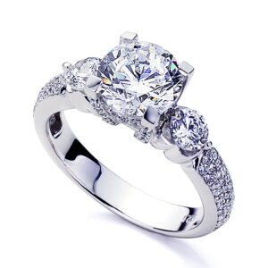 doubleaccent platinum plated sterling silver ring 2 ct round cz stone beautiful wedding engagement ring (size 5 to 9), 6