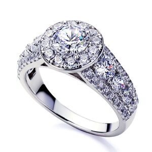 doubleaccent platinum plated sterling silver ring 1 ct round cz stone halo wedding engagement ring (size 5 to 9), 7