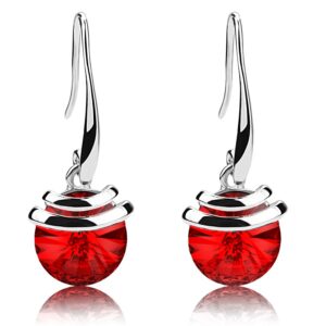 crystal french wire dangle drop earrings (red)