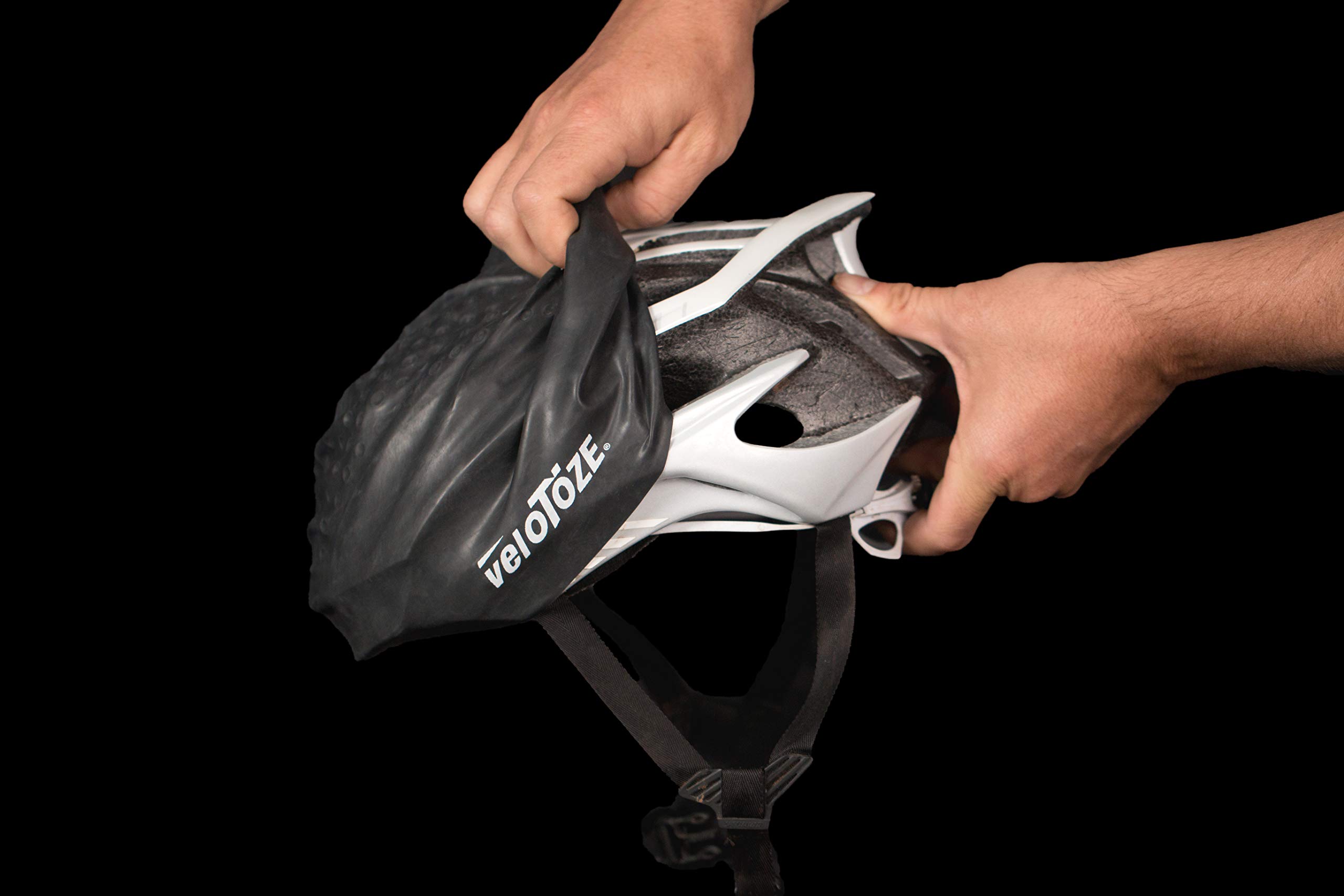 veloToze Helmet Cover - Black (One Size) for Bike Helmets