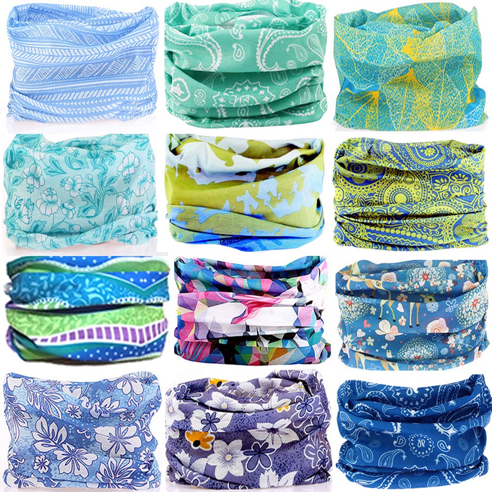 KALILY 12pcs/9pcs/6pcs Headband Bandana - Face Mask Headwear Neck Gaiter Shield Scarf olid Color