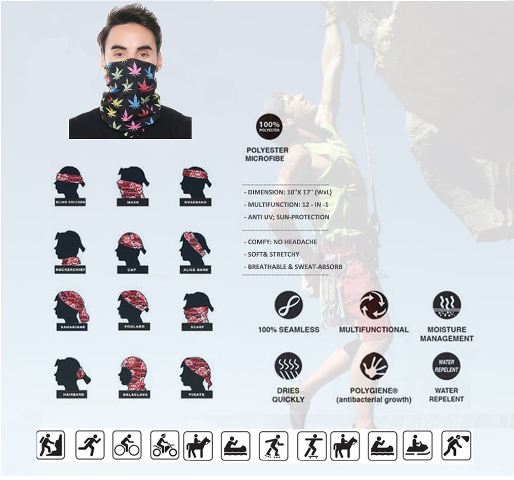 KALILY 12pcs/9pcs/6pcs Headband Bandana - Face Mask Headwear Neck Gaiter Shield Scarf olid Color