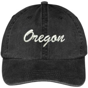 trendy apparel shop oregon state embroidered low profile adjustable cotton cap - black