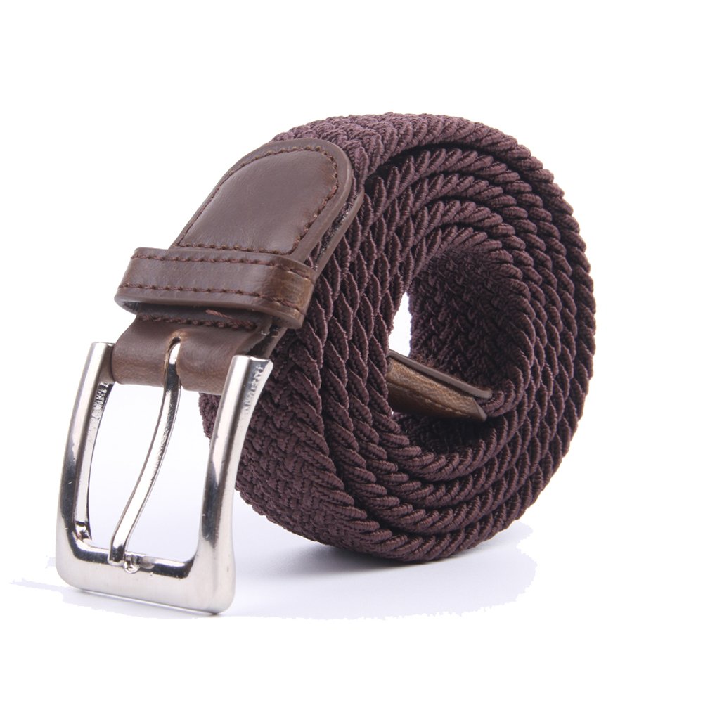 Gelante Canvas Elastic Fabric Woven Stretch Multicolored Braided Belts 2041-Coffee-XL