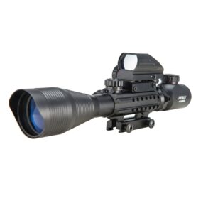 Pinty Rifle Scope 4-12x50EG Rangefinder Tactical Reticle Scope Combo with Laser Sight and Red Dot Sight