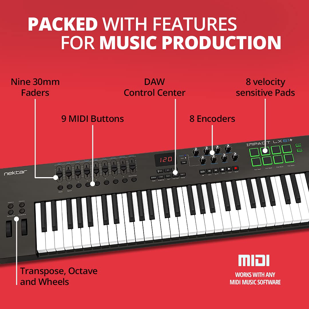 Nektar Impact LX 61+ 61-Key USB MIDI Keyboard Controller