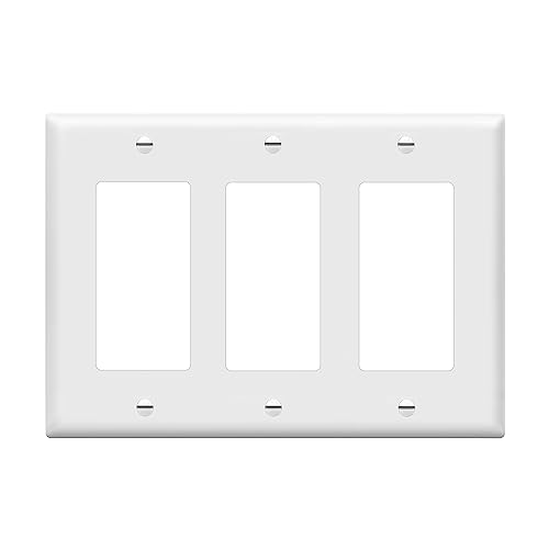 ENERLITES Decorator Light Switch or Receptacle Outlet Wall Plate, Gloss Finish, Size 3-Gang 4.50" x 6.38", Polycarbonate Thermoplastic, 8833-W, White , Standard Size , 1 Count ( Pack of 1)